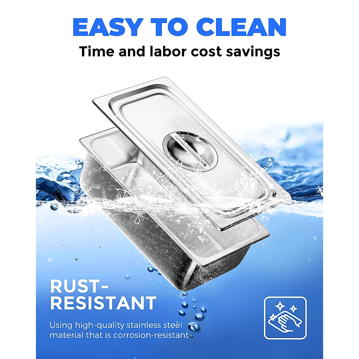 WantJoin 1/3 Size Steam Table Pans with Lid, 6 Pack 4 Inch Deep Restaurant Steam Table Pans Commercial, Hotel Pan Made of 201 Gauge Stainless Steel