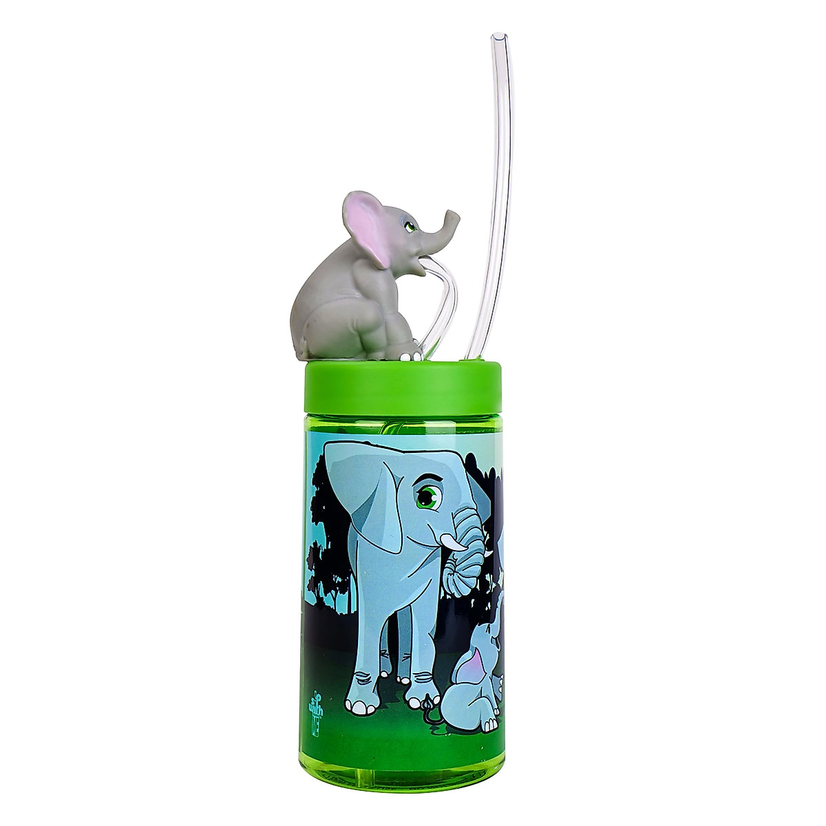 SIP WITH ME Zoo Elephant Cup, Kids Water Bottle, Toddler Cups, Tumbler with Lid and Straw, Travel Sippy Cup for Water or Milk, Kids Cups with Lids for Toddlers 3 and Up, BPA Free Plastic, 12 oz
