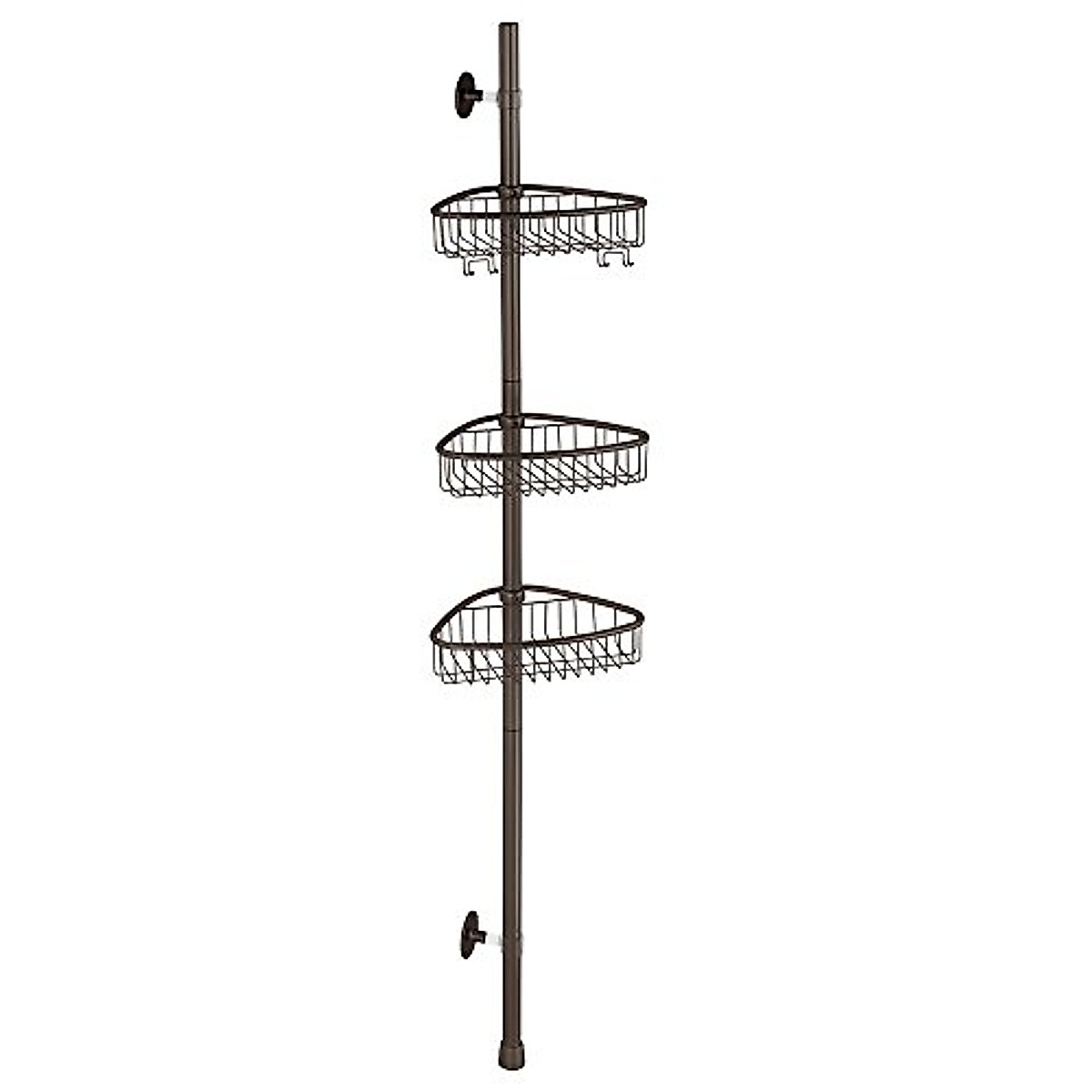 InterDesign AFFIXX, Peel-and-Stick Strong Self-Adhesive Forma Bathroom Corner Shower Caddy Pole for Shampoo, Conditioner, Soap - Bronze