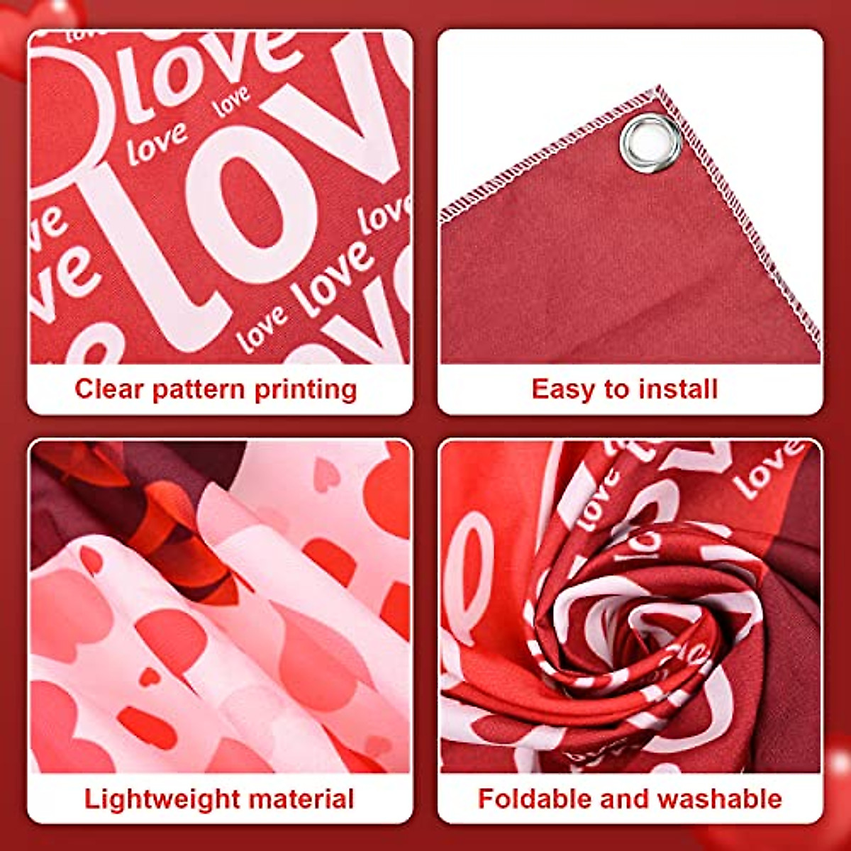 Yoiemivy 6 x 13 Ft Wedding Decorations Red Heart Garage Door Banner Large Anniversary Party Decor Banner for Photo Studio Props Bridal Shower Engagement Engaged Ceremony Decorations