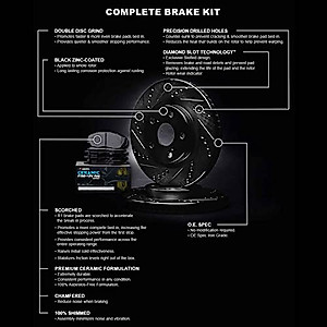 R1 Concepts Front Rear Brakes and Rotors Kit |Front Rear Brake pads| Brake Rotors and Pads| Euro Ceramic Brake Pads and Rotors| Hardware Kit WHTH2-31027