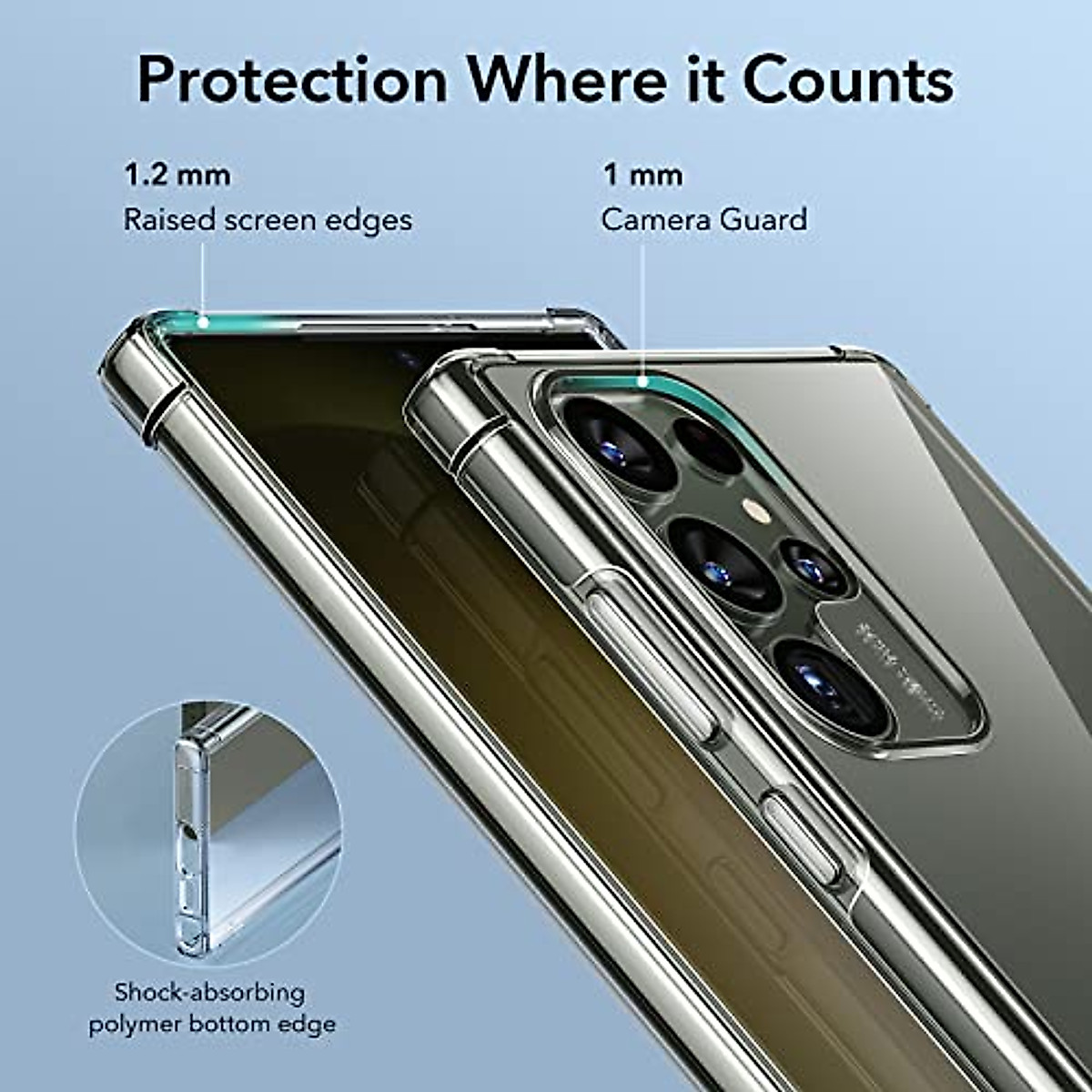 ESR for Samsung Galaxy S23 Ultra Case, S23 Ultra Phone Krystal Clear Case, Ultra-Yellowing Resistant, Military-Grade Drop Protection, Case for Samsung S23 Ultra, Transparent Slim Phone Cover, Clear