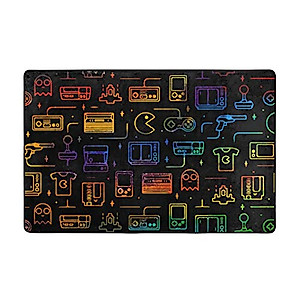 NiYoung Game Video Gaming Pattern Black Area Rugs, Bedroom Livingroom Sitting-Room Rug, Floor Pad Rugs Standing Mat, Children Play Rug Carpet Spa Bathroom Floor Mats, Throw Rugs Carpet