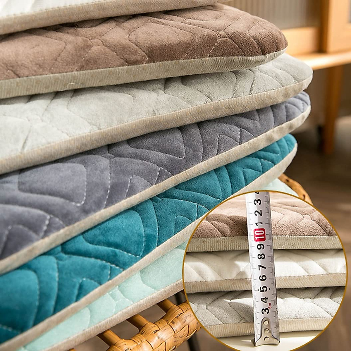 Set Of 1/2/4 Plush Chair Cushions, Thickened Dining Chair Cushion, Horseshoe-shaped Seat Cushion, Removable And Washable Dining Room Chair Pad With Ties/non-slip ( Color : Dark green , Size : 43x40cm(