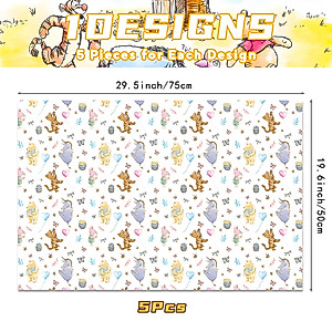 CORODER Winnie Wrapping Paper For Birthdays Party Decoration Party Favors Party Supply DIY Crafts Gift(5 Pack, 29.5 x 19.7in)
