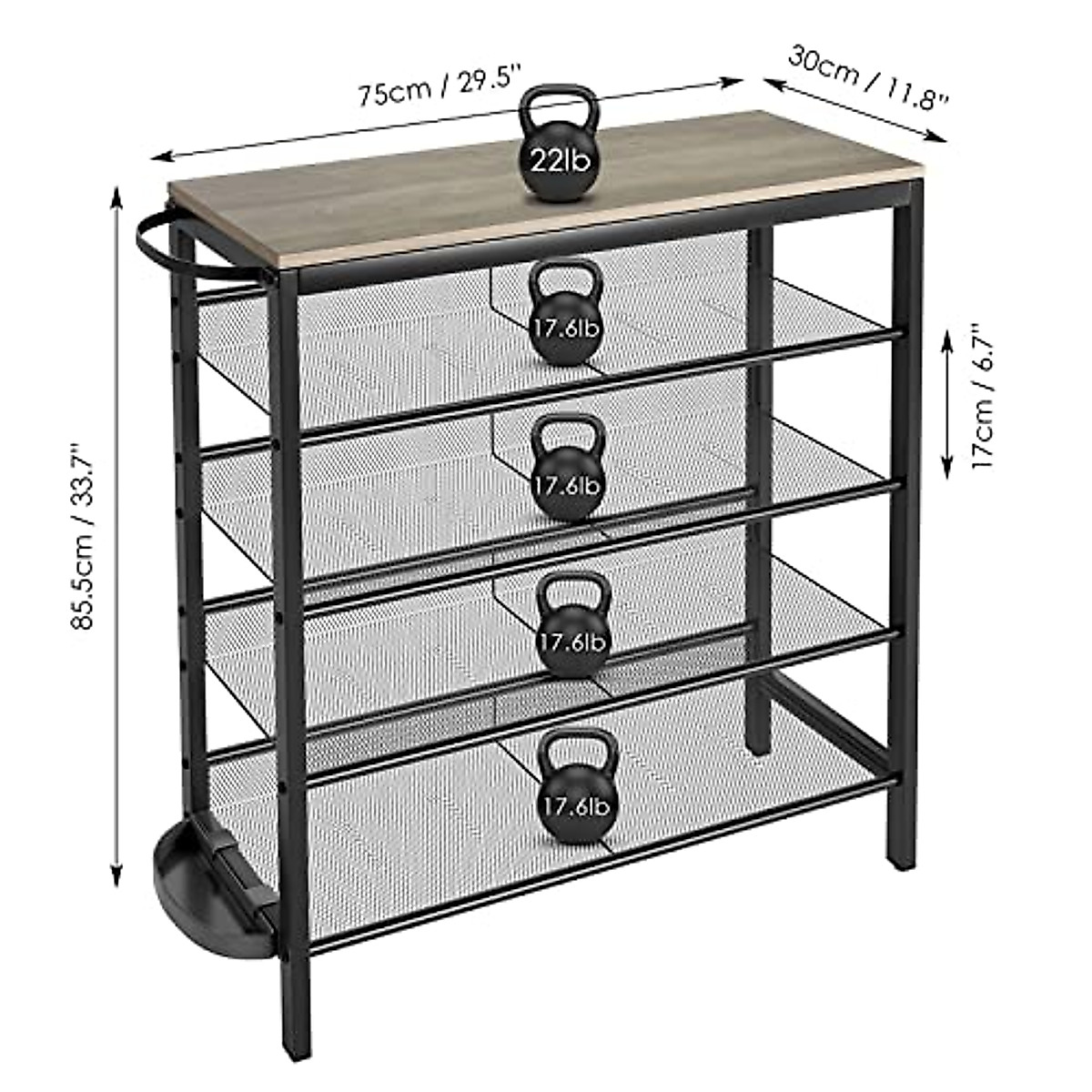 Shoe Rack, SimpleWise 5-Tier Metal Shoe Rack Industrial Shoe Storage Organizer Shelf with Umbrella Holder,Entryway Table for Hallway Living Room, Closet, Bedroom, Wash Grey