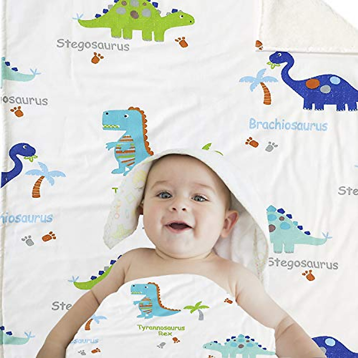 Brandream Crib Bedding Sets for Boys Dinosaur Nursery Bedding, 6 Piece Cradle Set for Newborn/Infant Modern Dinosaur Design,100% Cotton