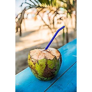 Hummingbird Glass Straws 9 inches x 9.5mm Bent Havana Heat 4 pack of Teal, Ocean Blue, Lime, and Mango - Made With Pride in USA