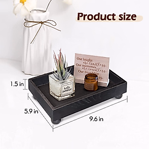 OLLVIA Farmhouse Wood Tray Risers, Distressed Black, Round, 24-Inch