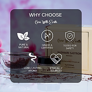 CWE Pure Organic Kashmir Saffron threads/Kesar 1g | From the finest farmlands of Pampore, J&K, India | Tested and certified as Grade A