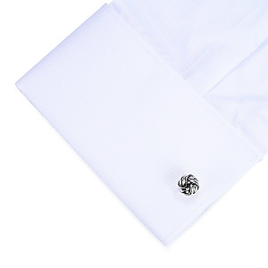 HONEY BEAR Twist Knot Cufflinks Steel for Mens Shirt Wedding Business Gift Silver