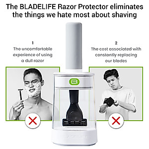 Premium Razor Holder that Dries and Preserves Razor Blades BUNDLE with 2 Extra Drying Cartridges, Razor Case is Perfect for Home or Travel