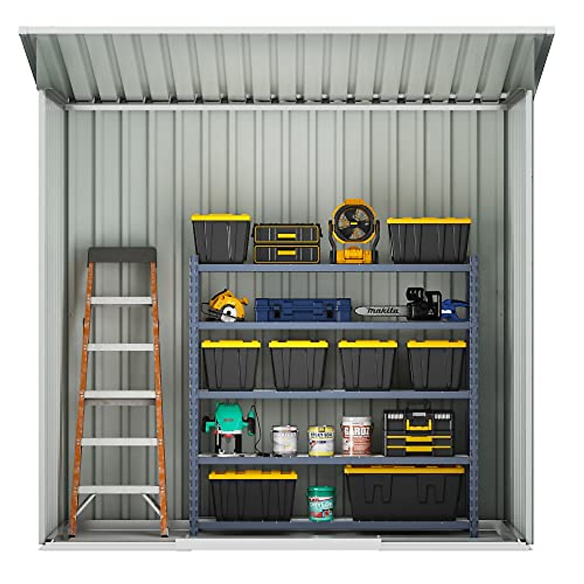 HOGYME Storage Shed 6' x 3.6' Outdoor Storage Metal Shed Garden Sheds with Double Sliding Door, Steel Tool Sheds for Lawnmower, Generator, Bike, Trash Can Gray