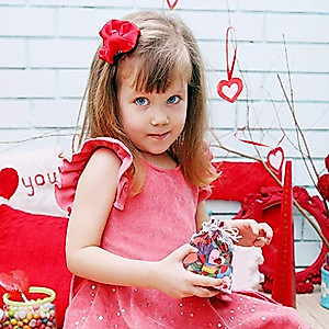 TUPARKA 120 pcs Valentine Gift Bags,Valentines Candy Treat Bags, Love Heart Organza Bags Drawstring Pouches for Valentines Goodie Wedding Gift Packaging,Valentines Party Favor Bags