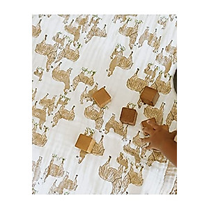 Little Unicorn Llama Llama Cotton Muslin Quilt Receiving Blanket | 100% Cotton | Super Soft | Babies and Toddlers | 30” x 40” | Machine Washable