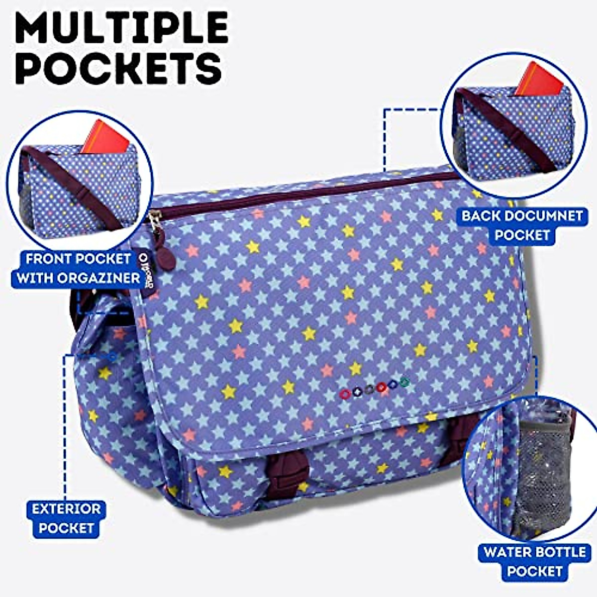 J World New York Terry Cute Messenger Bag for Women Kids School, Stardust