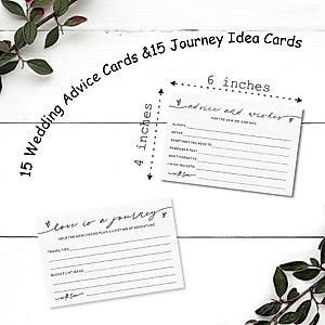 Advice And Wishes Card Set For The New Couples Mr And Mrs, 15 Wedding Advice Cards And 15 Journey Idea Cards For Bride, Groom, Newlyweds, Wedding Favors，Bridal Shower Party(4X6 Inches White)-A01