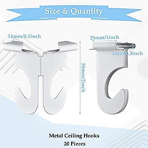 Metal Drop Ceiling Hooks Stainless Steel Ceiling Hanger T-Bar Track Clip Suspended Ceiling Hooks for Hanging Plants Office Classroom Decorations (20 Pieces)