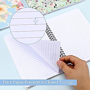 Spiral Notebooks 6 × 8 Inch, 4 Pack College Ruled Journals Cute Notebooks for Women, Hardcover Floral Notebooks School Supplies, Inner Pocket, 320 Sheets/640 Pages, A5 Size