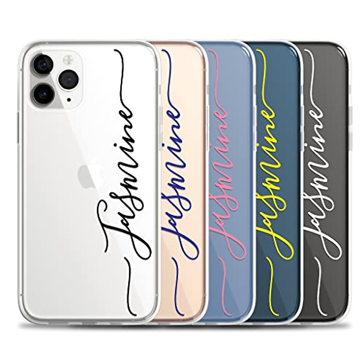 Case Charming Clear Case Personalized Name for iPhone 14 Pro Max 13 mini 12 11 XS XR X 10S 10R 10 8 Plus 7 SE Custom Handwriting Style Slim Flexible Soft Tpu Cover
