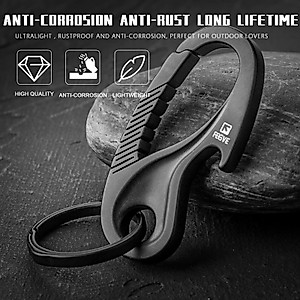 Tisur Titanium Carabiner Keychain Clip, Key Rings Quick Release Heavy Duty Bottle Opener Mens Cool Black Car Keychains, Multitool Key Chain Assecorie