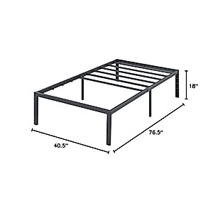 Olee Sleep 18 Inch Tall Heavy Duty Steel Slat Anti-slip Support Easy Assembly Mattress Foundation Maximum Storage Noise Free No Box Spring Needed, Black