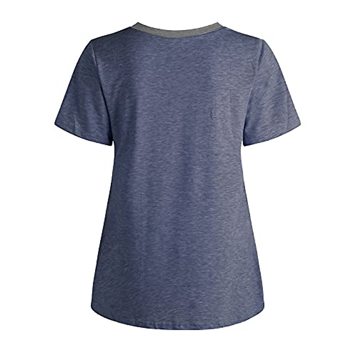 wodceeke Women's Short-Sleeved V-Neck Plain T-Shirt Casual Loose Basic Tee Summer All-Match Blouse Top (Blue, S)