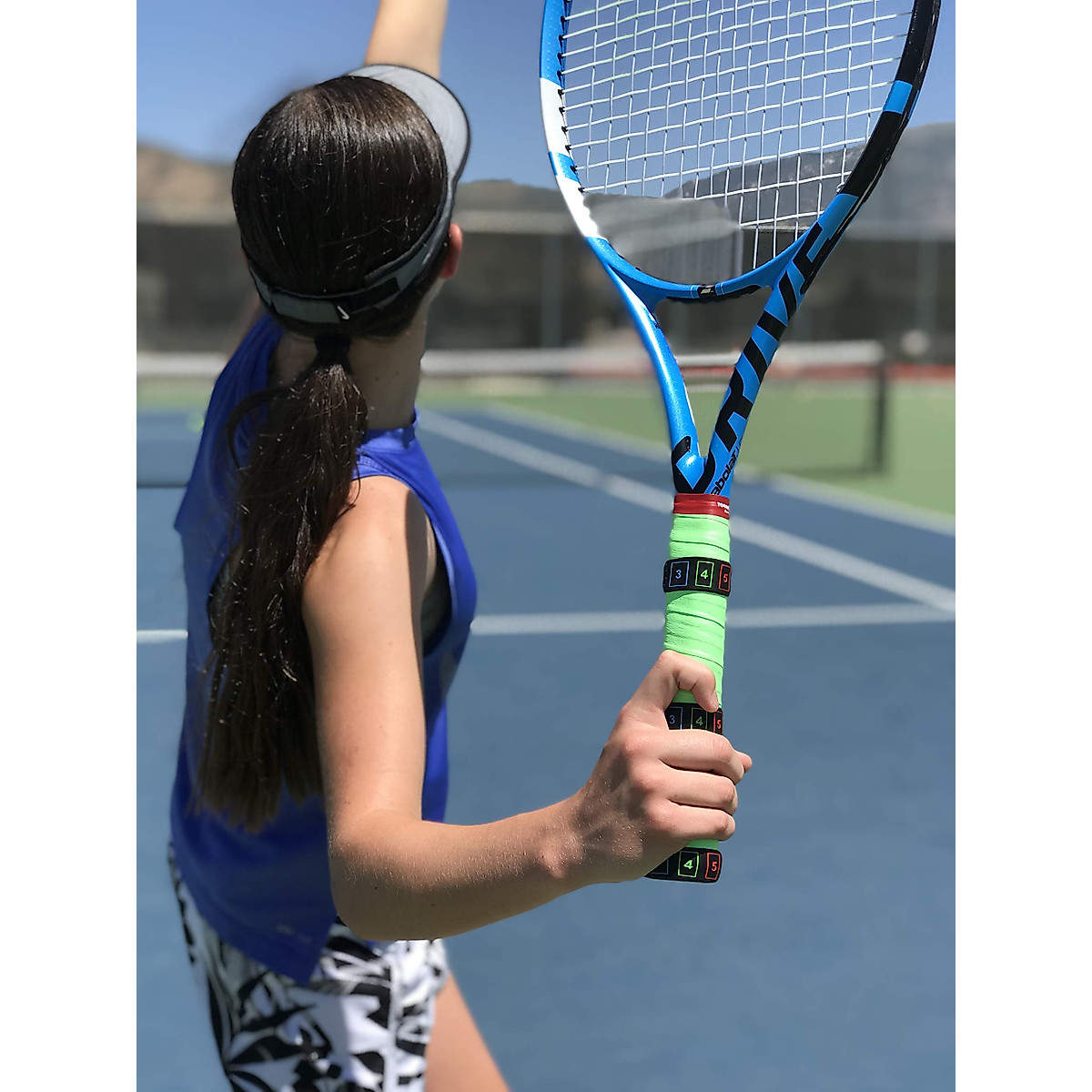 The Tennis Grip Guide by Tennisbuilder | Designed for Adults and Kids Tennis Racket | from Advanced to Beginner Tennis Players (Large, 3 Pack)