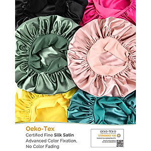 YANIBEST Satin Bonnet Silk Bonnet for Sleeping Double Layer Satin Lined Hair Bonnet with Tie Band for Women Curly Hair Blush Pink