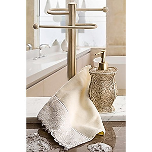 Creative Scents Fingertip Towels for Bathroom (11x18 inches) Towel Set of 4, Soft Velour Finish, Gorgeous Lace Trim, 100% Cotton, Machine Washable, Perfect for Guest Bathroom! (Cream,Ivory)