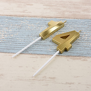 Gold 14th & 41 Birthday Candles,Gold Number 14 Cake Topper for Birthday Decorations Party Decoration