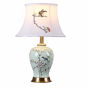 GaRcan Large Oriental Ceramics Table Lamp Creative Handmade Painting Table Lamps China Antique Vase Bedroom Desk Lamp Large Table Lamps for Living Room End Table