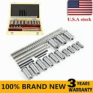 22 Pcs Keyway Broach Set in Fitted Box, Industrial Tools Metric Size Broaching Cutter Collared Bushing Shim Set W/ 4 Pcs Broach & 13 Collared Bushing & 5 Gaskets (US Stock)