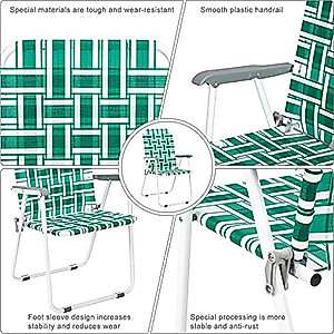 2 Pack Webbing Chair, Designs New Standard Patio Lightweight Folding Web Lawn Chair Set, Outdoor Reclining Beach Chair Portable Camping Chair, Webbed Folding Chair for Yard, Garden (Light Green)