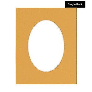 8x12 Mat Bevel Cut for 5.5x8.5 Photos - Precut Topaz Orange Oval Shaped Photo Mat Board Opening - Acid Free Matte to Protect Your Pictures - Bevel Cut for Family Photos, Pack of 1 Matboard Show Kit