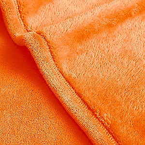 EXQ Home Fleece Blanket King Size Orange Throw Blanket for Couch or Bed - Microfiber Fuzzy Flannel Blanket for Adults