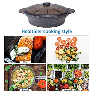 Microwave Steamer Cooker Collapsible Bowl-Silicone Steamer Cookware with Handle Lid for Vegetables Fish Prep Meal Food with Removable Rack BPA Free, Easy to Store, Freezer & Dishwasher Safe, Large