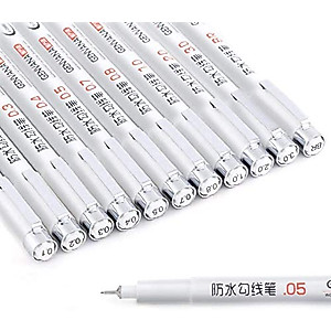 Fhyhej 12/Set,Black Precision Micro Line Pens,Apply toTechnical,Drawing,Office Documents, Scrapbooking,Technical Drawing,Ultra Fine Point Drawing Pen Set
