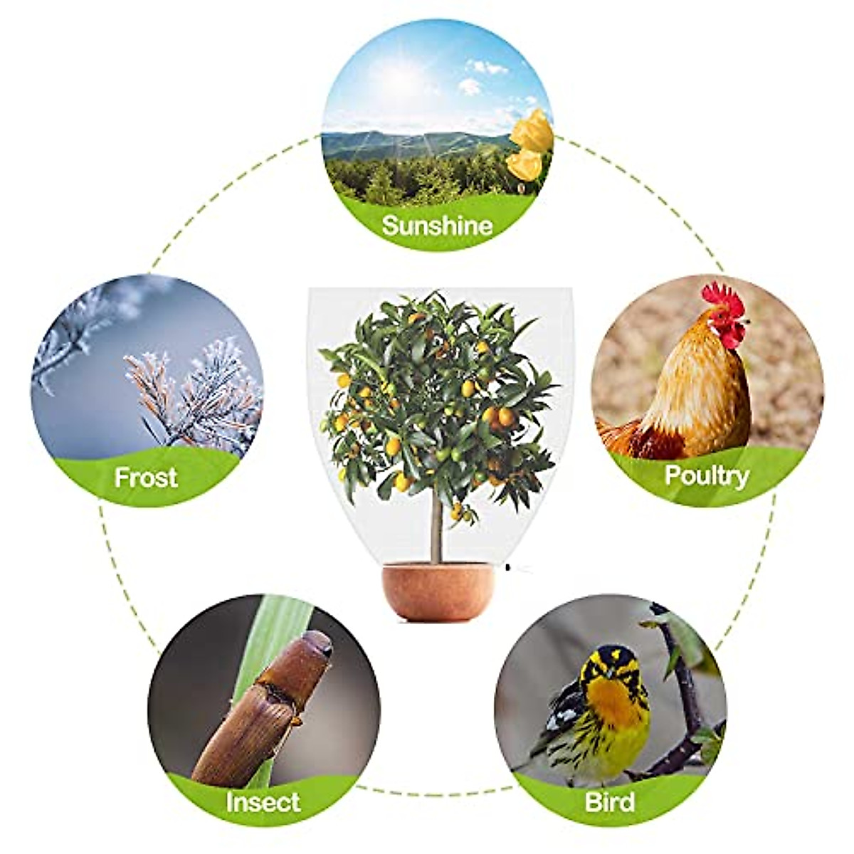 2 Pcs Insect Bird Barrier Netting Bag with Drawstring 2.6 x 3.3ft Garden Netting Bugs Plant Cover for Protect Tomato Blueberry Fruits Flower from Insect Bird Eating