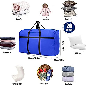 Evealyn Moving Bags Heavy Duty Extra Large 120L, Waterproof Luggage Storage Bags with Totes ,College Storage Bags Packing bags for Moving with Zippers for Clothes,Space Saving College Carrying Bag 2 Pack (Blue)