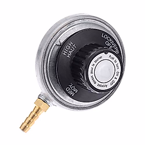 Aupoko Low Pressure One Pound Propane Tank Gas Regulator Valve, Portable Propane Table Top Regulator with 1/4’’ Barb Connection and 1"-20 Female Throwaway Cylinder Thread Inlet and an Orifice Outlet