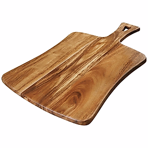 YSTKC Acacia Wood Cutting Board with Handle 14" x 8.5" Inch, Wooden Serving Tray, Charcuterie Paddle, Cutting Serving Versatile Board for Meat, Cheese, Vegetables, Bread, and Charcuterie