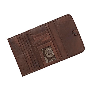American West Tooled Leather Tri-Fold Wallet - Billfold for Women