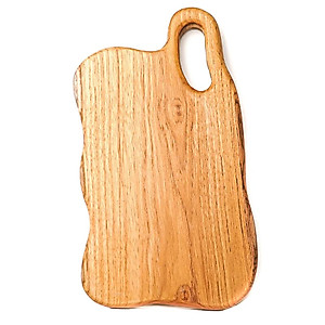 Rainforest Bowls 13"x7" Irregular Shaped Javanese Teak Wood Cutting Board w/Handle- Ultra-Durable, Heavy Duty, Lasts Years w/Daily Use- Premium Style Handcrafted by Indonesian Artisans