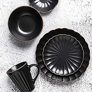 GagalU Party Tableware Set,Fine Dinnerware Set,White Porcelain Dinnerware Set, Petal Shape Ceramic Plates and Bowls Sets, Modern Creativity Vintage Round Dishes Set, Service for 10 Microwave, Oven