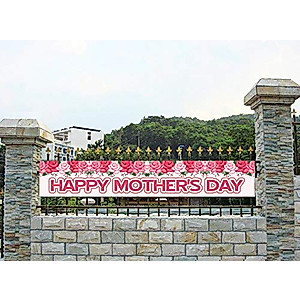 Large Happy Mother's Day Sign Banner Mothers Day Decorations Mothers Day Party Supplies Mothers Day Party Backdrop Indoor Outdoor Decorations