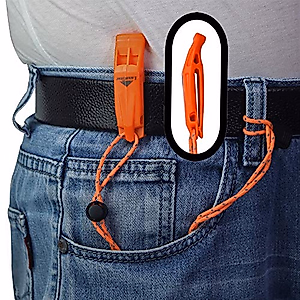 LuxoGear Emergency Whistles with Lanyard Safety Whistle Survival Shrill Loud Blast for Kayak Life Vest Jacket Boating Fishing Boat Camping Hiking Hunting Rescue Signaling Kids Lifeguard Plastic 2 Pack