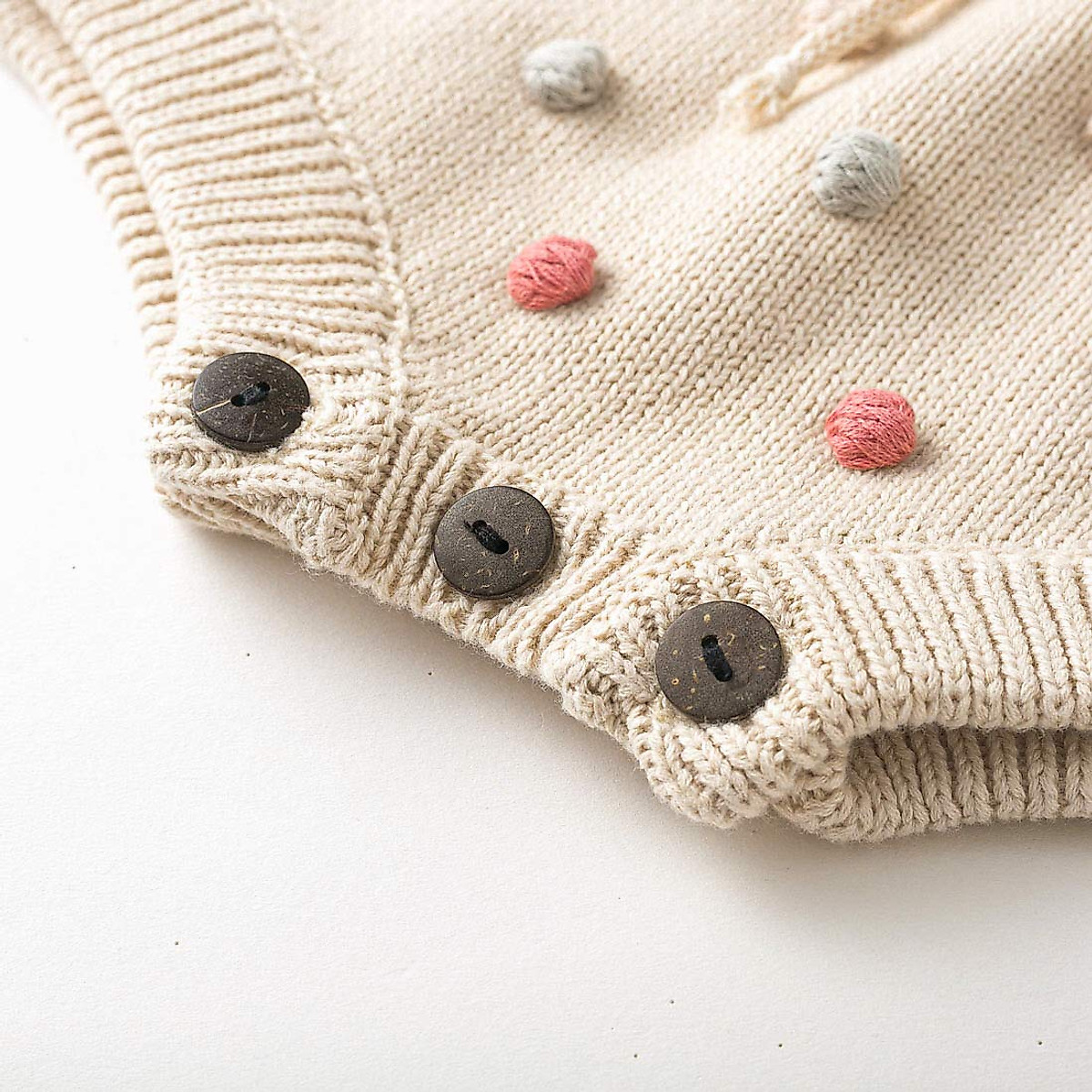 Simplee kids Baby Girl Kint Rompers Fall Sleeveless Pompoms Baby Girl Rompers 3-6 Months Little Girl Apricot Overall Jumpsuit Outfit