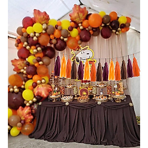 20PCS Maroon Burgundy Burnt Orange Brown Fall Party Tissue Tassel Garland Wall Hanging Banner Streamers Thanksgiving Harvest Bridal Baby Shower Wedding Birthday Nursery Home Office Décor