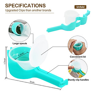 Moylie 4 Pack Bag Clips for Food Food Storage Sealing Clips with Pour Spouts,Food Sealing Bag Clips Plastic Bag Moisture Sealing Clamp,Great for Kitchen Food Storage and Organization
